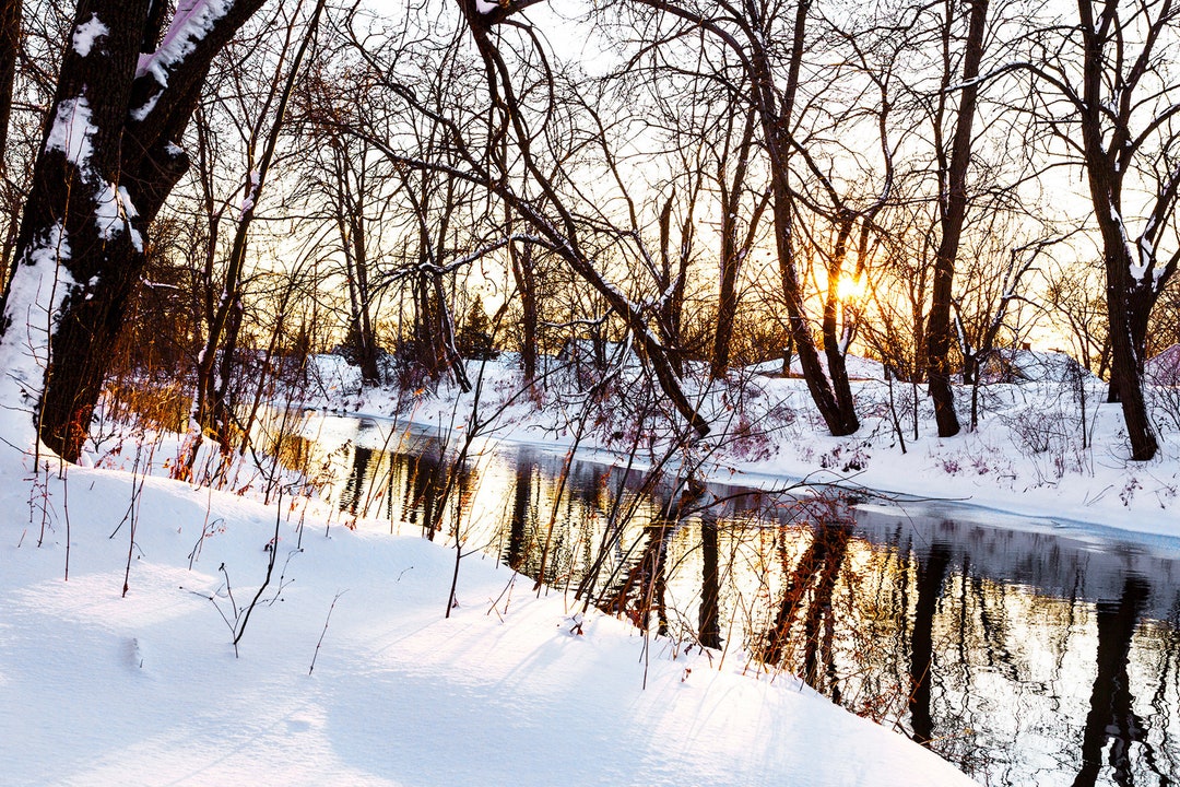 Snowy Sunset River Walk Photograph - Etsy