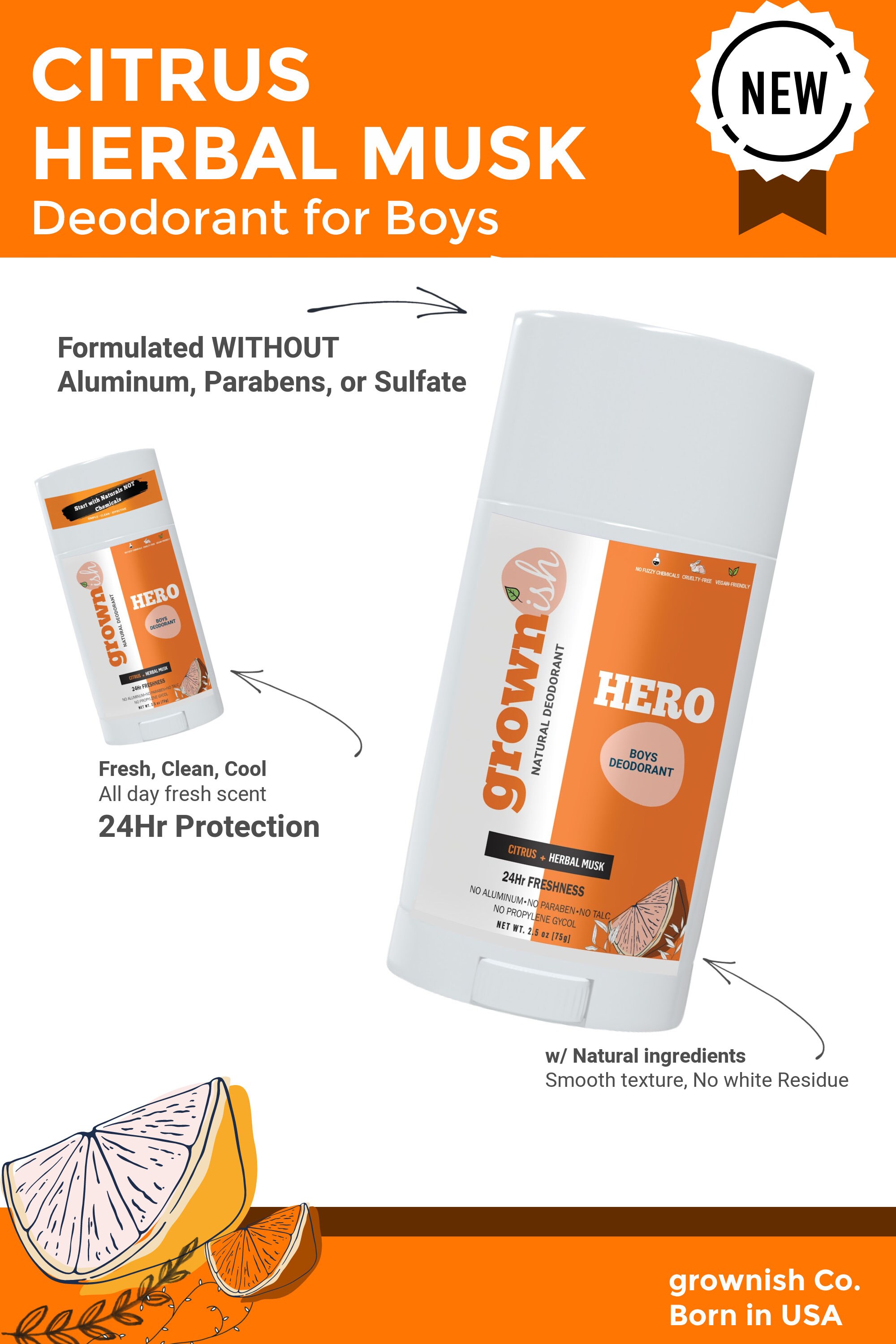 HERO Boys Deodorant SET OF 2 High Performance Naturals - Etsy