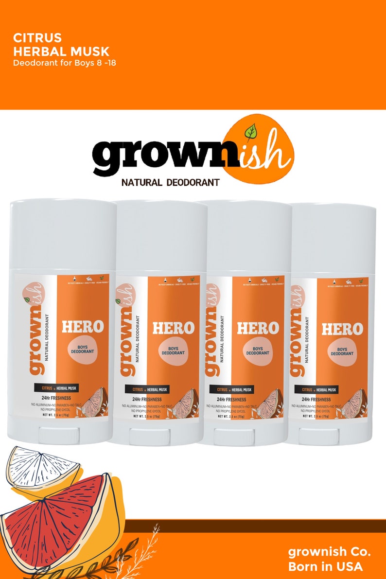 HERO Boys Deodorant SET OF 2 High Performance Naturals | Etsy