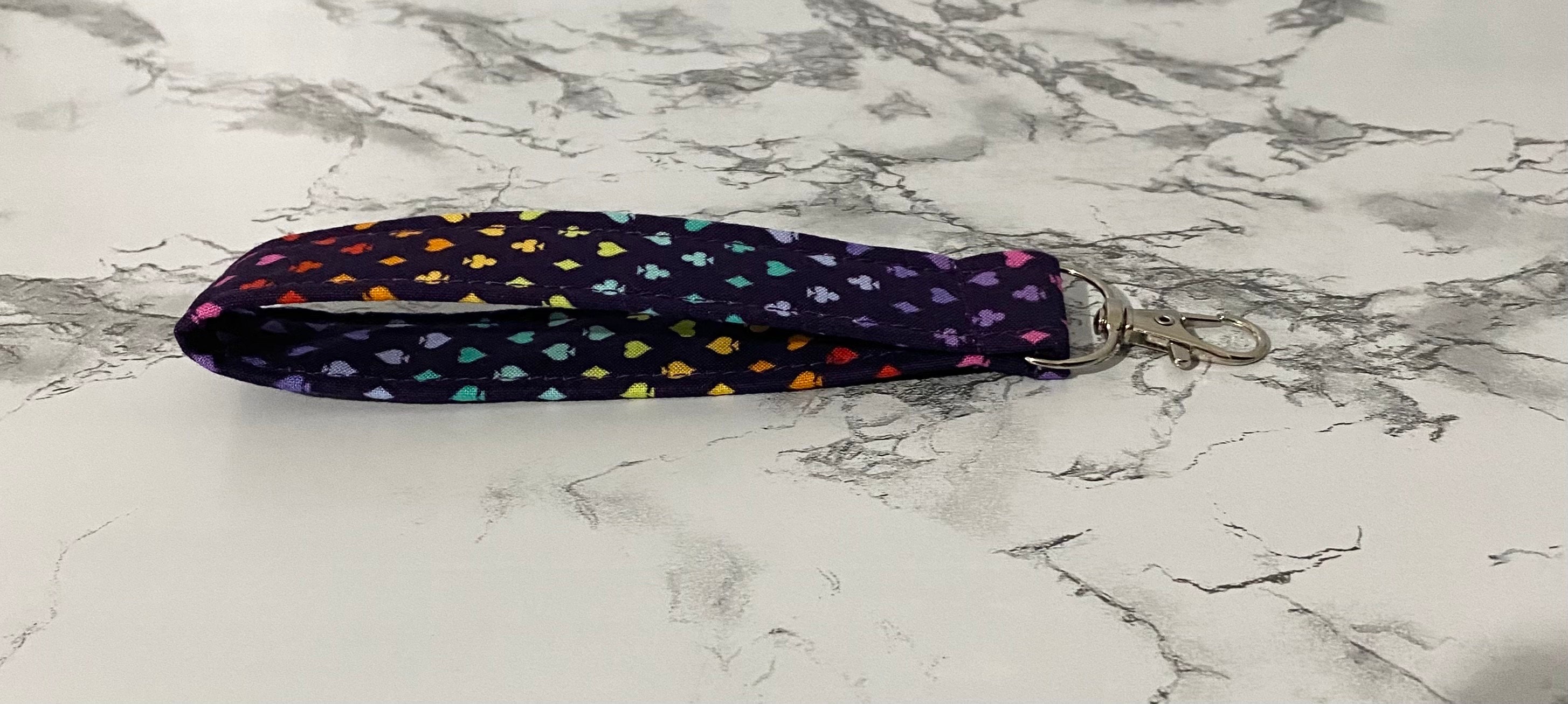 Rainbow Card Symbol Keychain Wristlet Card Symbol Key Fob Fabric ...
