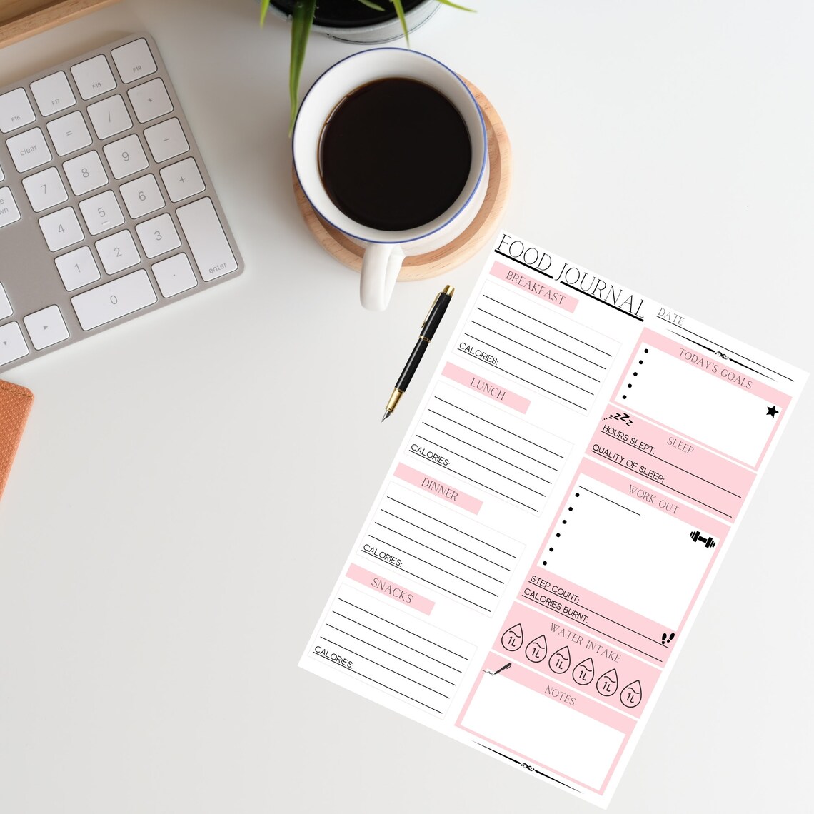 Daily Food, Meal & Exercise Planner Weekly Planner Digital Download PDF ...