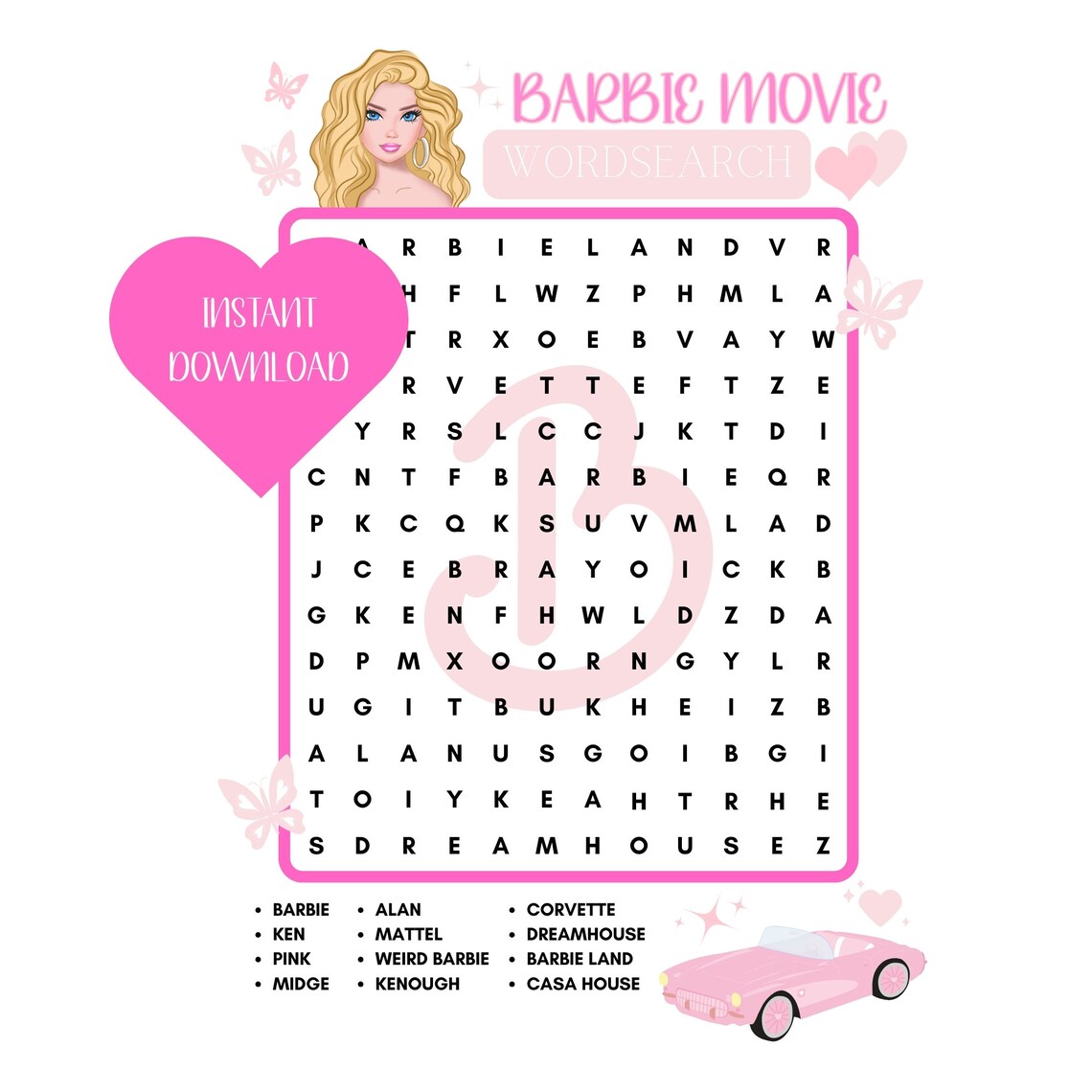 Barbie Inspired Design Word Search, Crossword, Emoji Pictionary, I Spy ...