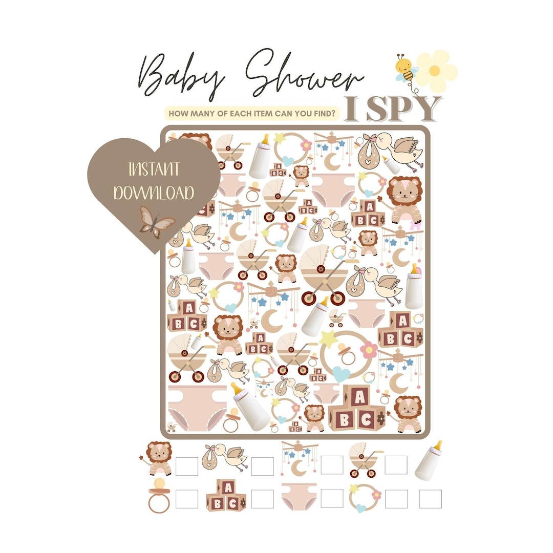 Baby Shower I Spy Game Kids Games, Fun for Children, Party Game, Gender ...