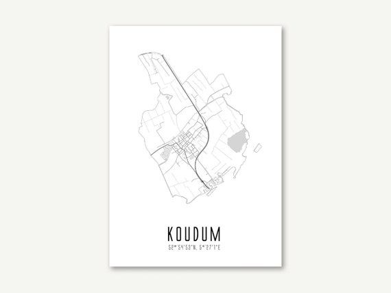Koudum City Map Map A6 City Map Citymap Netherlands | Etsy