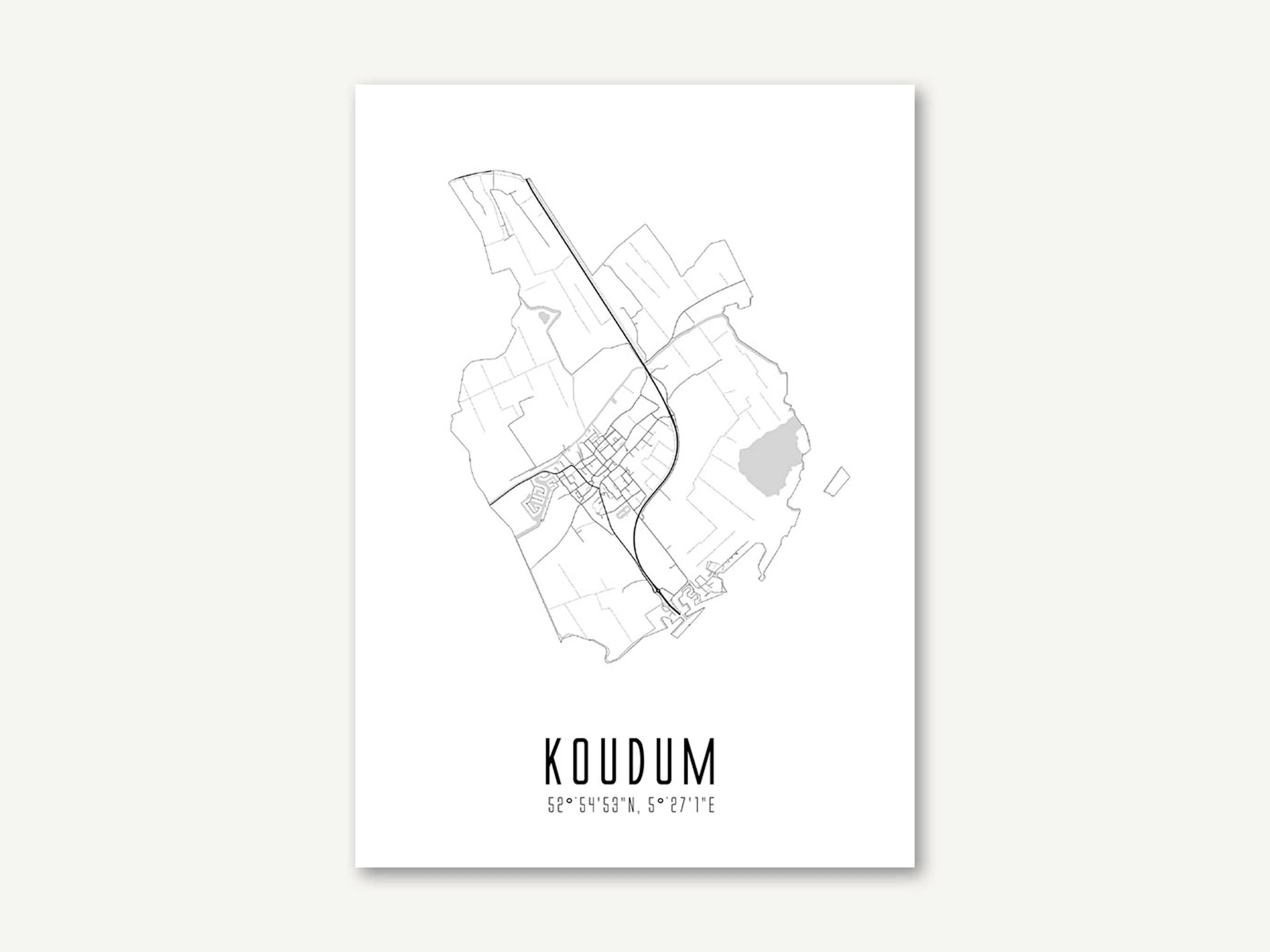 Koudum City Map Map A6 City Map Citymap Netherlands | Etsy