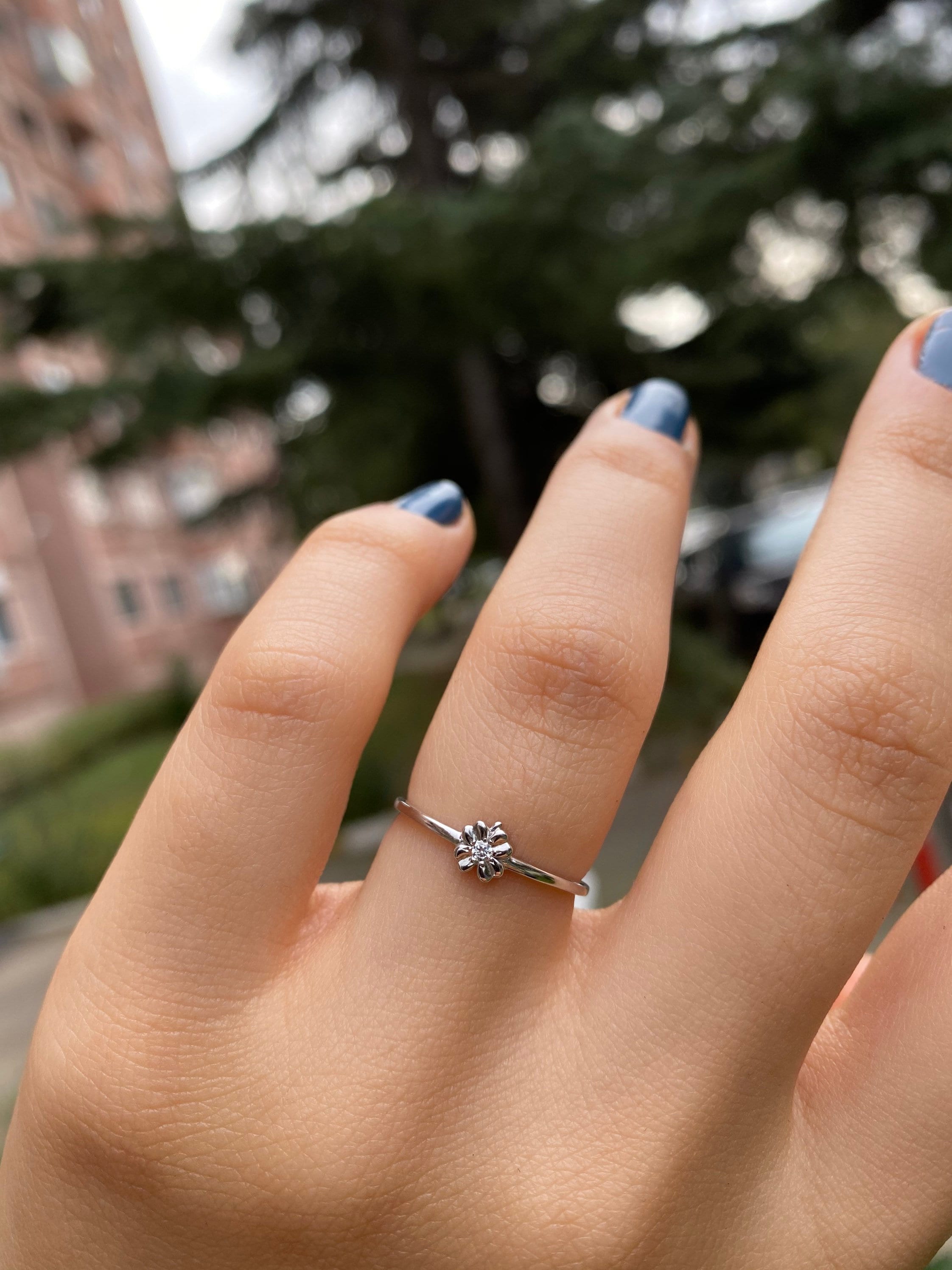 Petite Solitaire Ring / Dainty Diamond Ring / Tiny Solitaire Ring ...