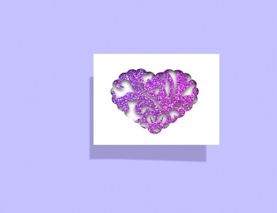 PDF Printable Foldable Any Occasion Pink Glitter Heart on | Etsy