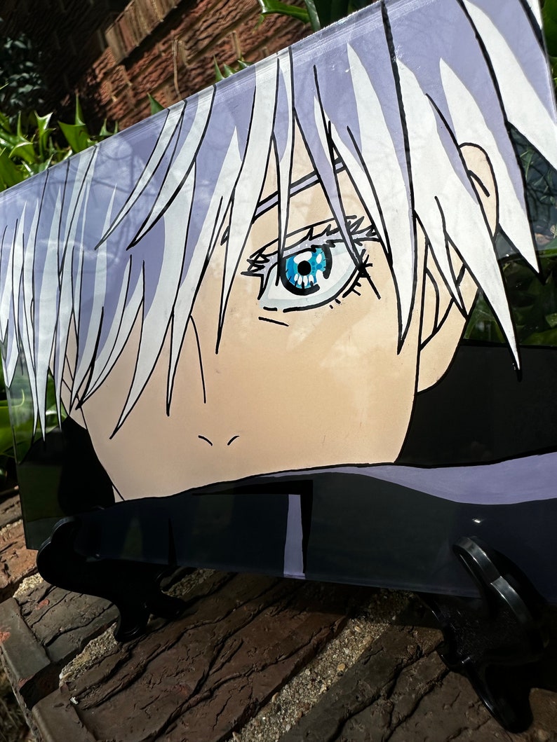 Satoru Gojo Inspired Glasspainting // Jujutsu Kaisen JJK Anime - Etsy