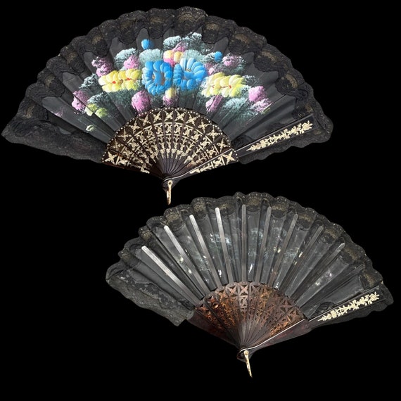 1930’s Hand Painted Fan & Jewelry Gift Set - Gem