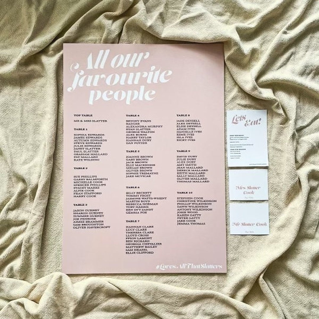 Modern Table Plan Digital Download All Our Favourite People - Etsy