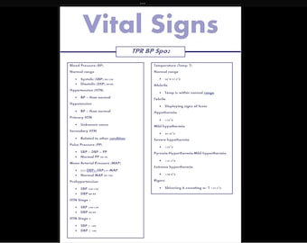 Vital Signs Nursing Notes - Etsy