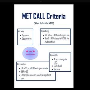 MET Call Criteria Nursing Notes - Etsy
