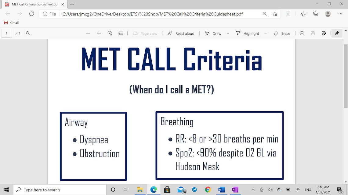 MET Call Criteria Nursing Notes - Etsy Australia