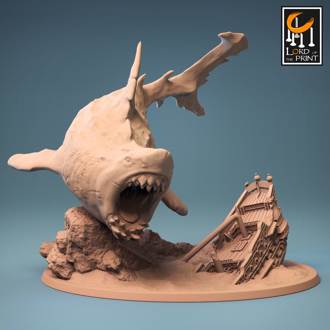 Megalodon - Dire Shark - Miniature - Fantasy - D&D - Pathfinder ...