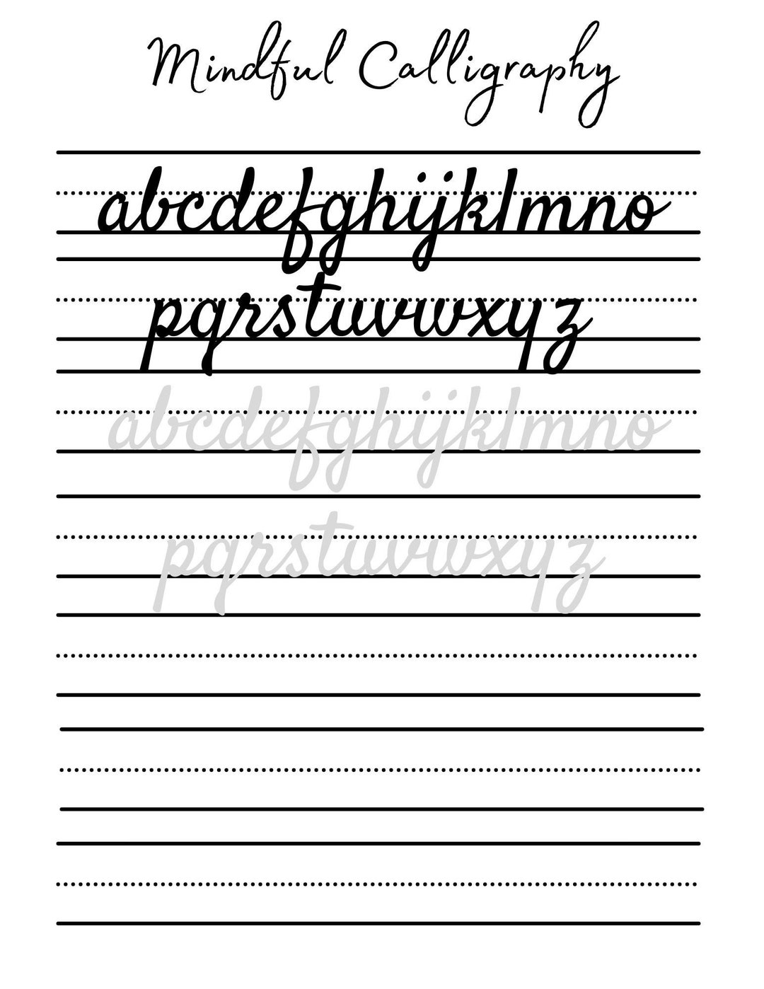 Mindful Calligraphy Worksheets - Etsy