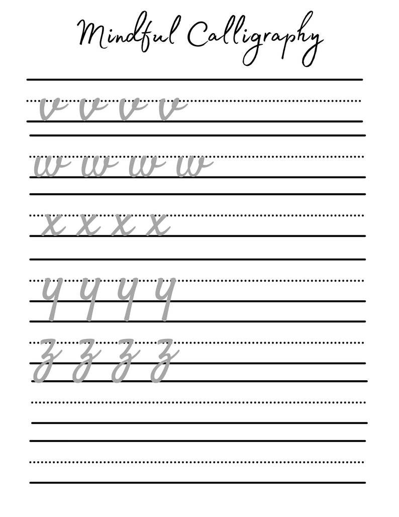 Mindful Calligraphy Worksheets - Etsy