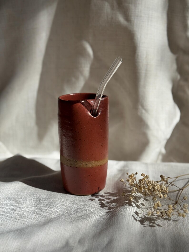 Ceramic Sippy Cup With Straw- Hand Made, Wheel Thrown in Speckled ...