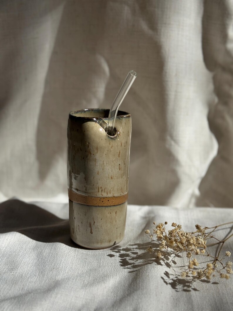 Ceramic Sippy Cup With Straw- Hand Made, Wheel Thrown in Speckled ...