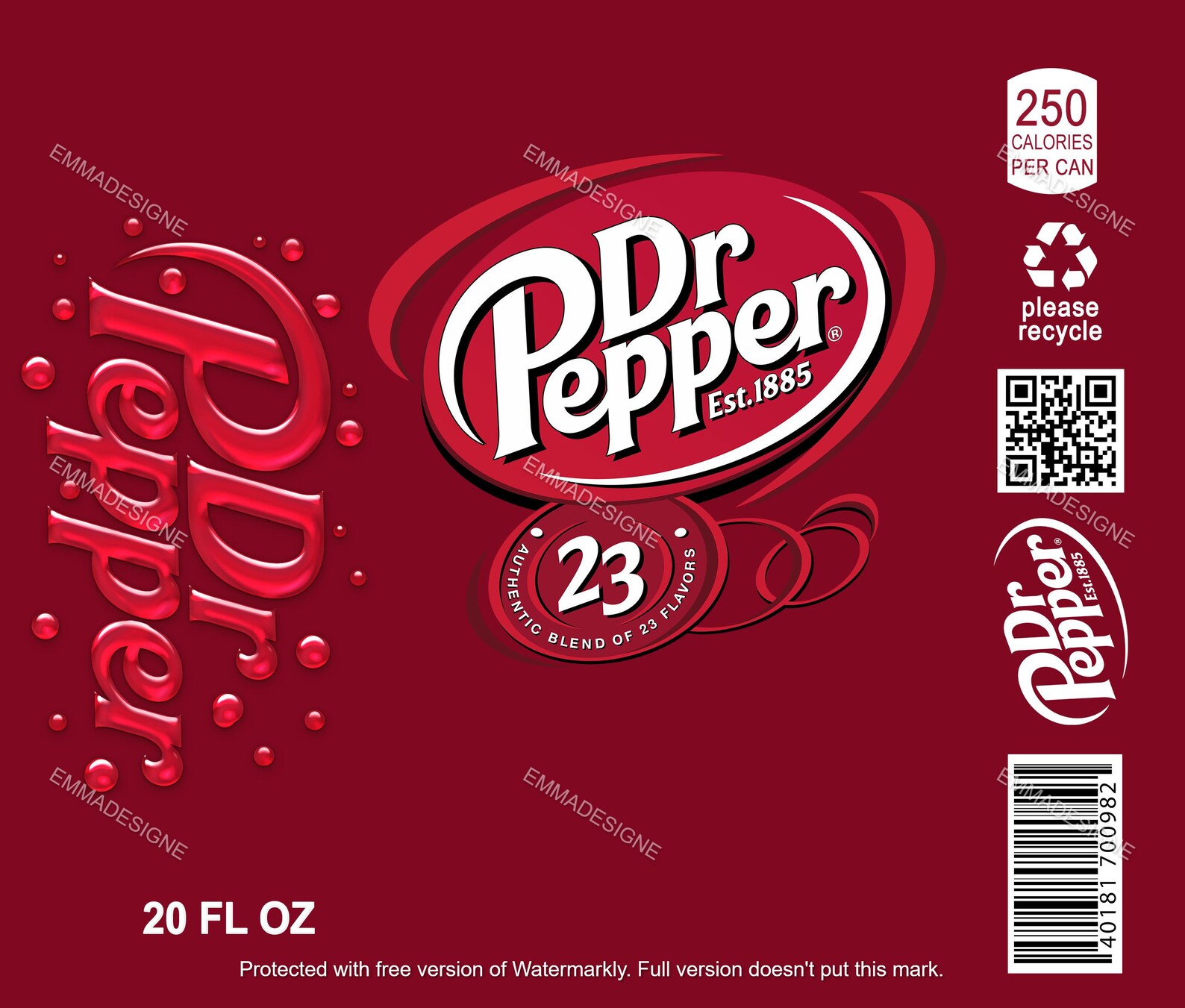 Dr Pepper Design 20 oz sublimation | Etsy