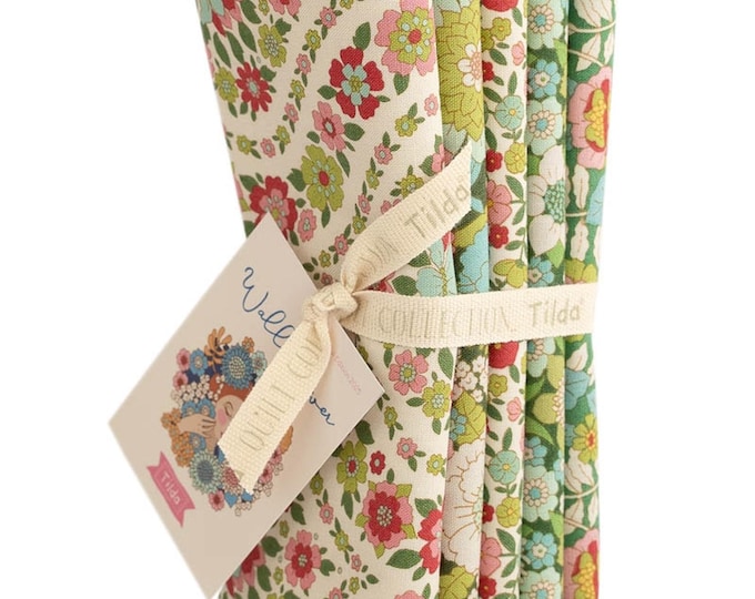 Tilda Wallflower Collection, Fat Quarter Bundle Green, 5 Fabrics, 20 X ...