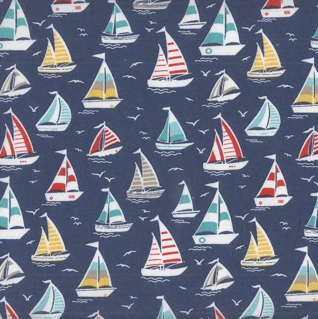 Sailing Boats Fabric, Quilting Cotton, Sold by the Half Metre - Etsy