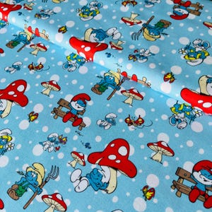 The Smurfs Cartoon Fabric, 100% Cotton, Sold by the Half Metre - Etsy