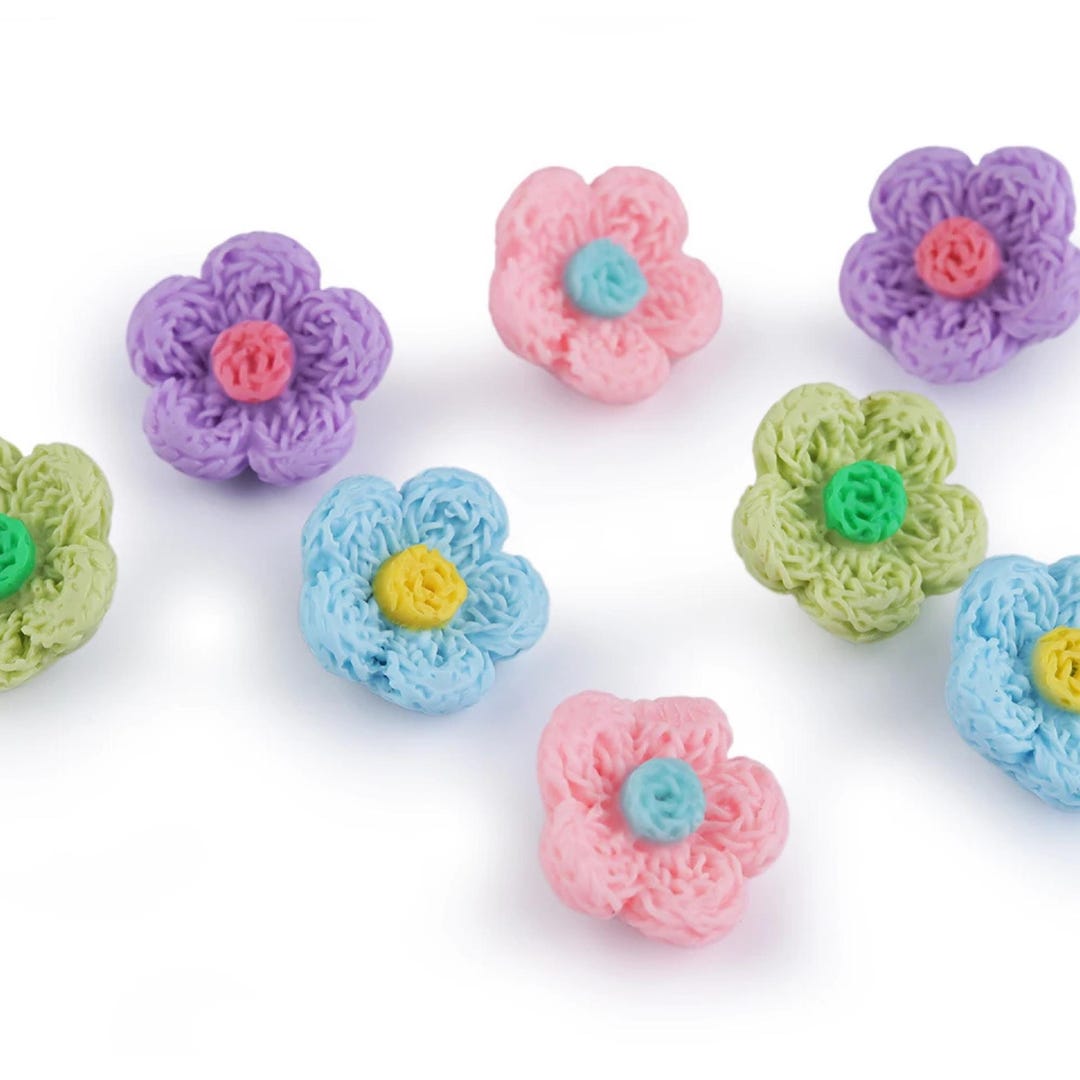 10 Imitation Crochet 3D Flower Button, 18mm, Floral Embellishments - Etsy