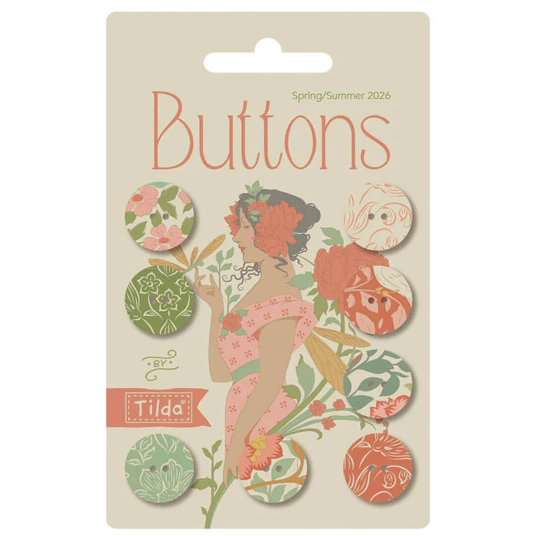 Tilda Songbird Buttons, Coral/green, 16mm, Set of 8, TIL400074 - Etsy