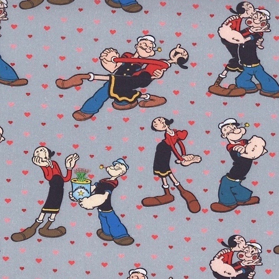Popeye and Olive Oyl Cute Cotton Fabric, by the Half Metre - Etsy