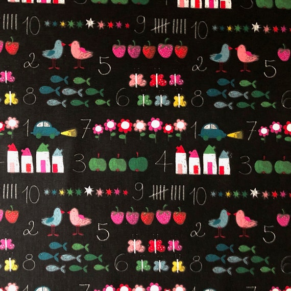 Chalkboard Kids Math 100% Cotton Fabric by the Half Metre | Etsy