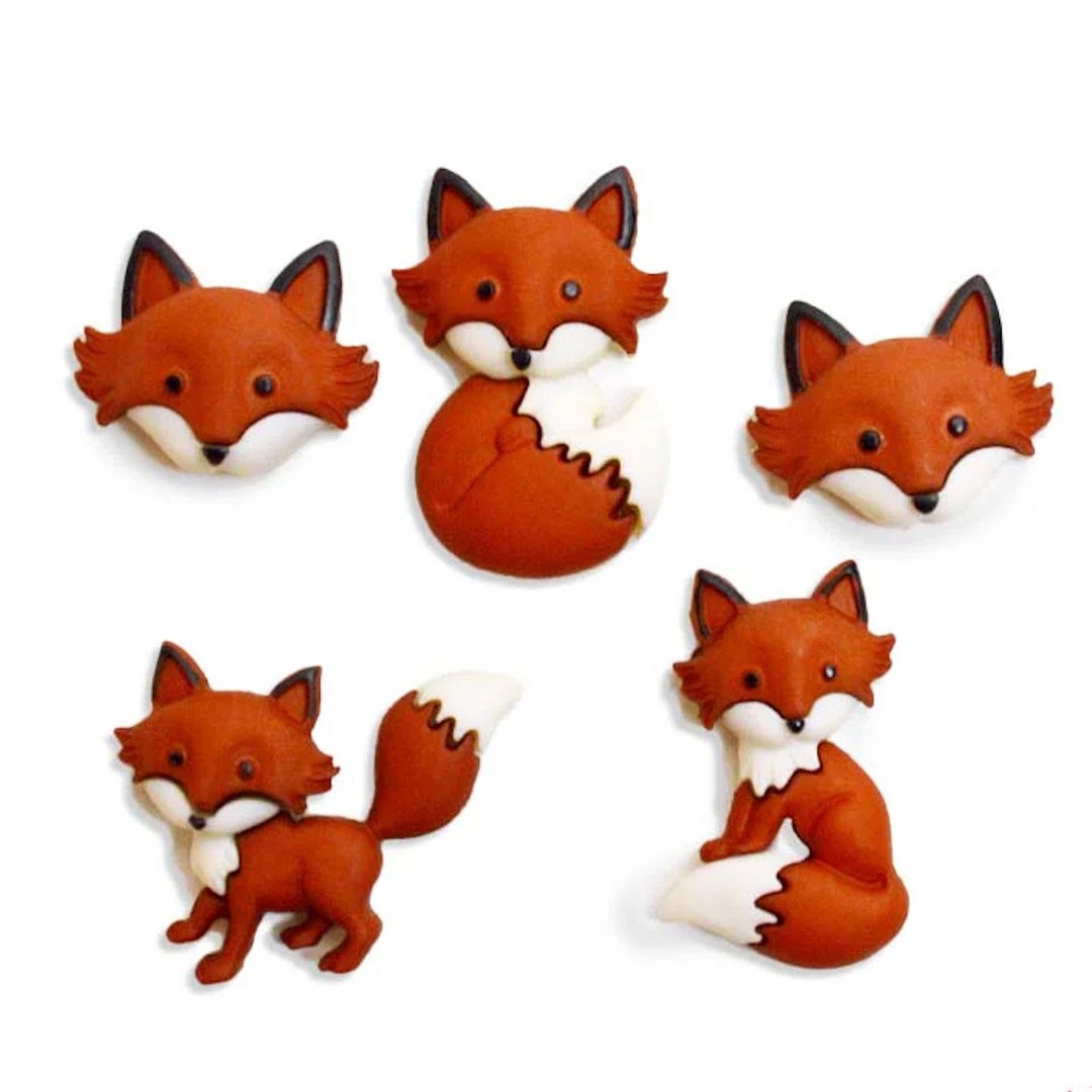 Fox Buttons, Dress It up Buttons, 3D Craft Buttons, Set of 5 - Etsy