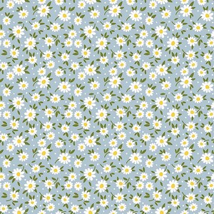 Daisies on Light Blue Fabric Floral Print 100% Cotton Fabric - Etsy