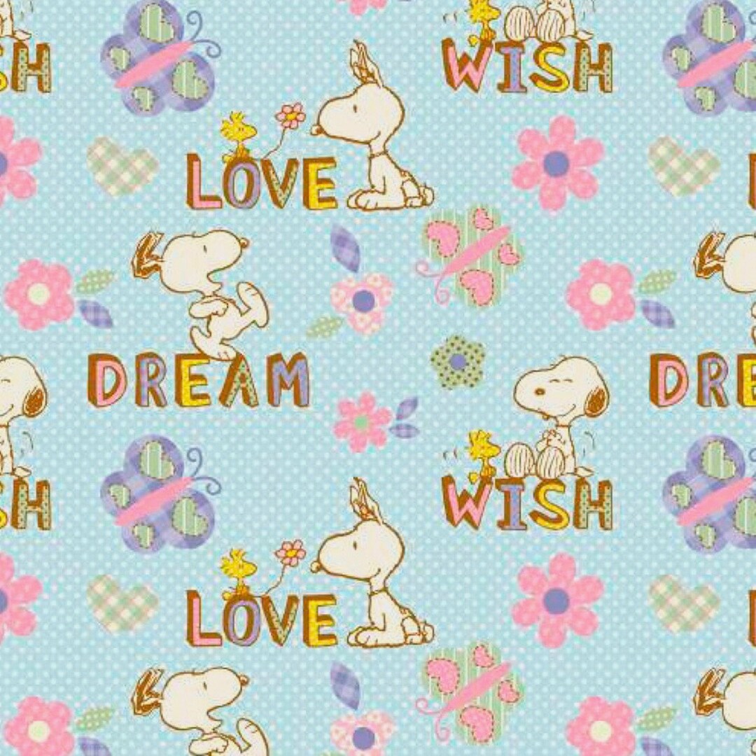 Snoopy Floral Blue Pink Cotton Fabric, Sold by the Half Metre - Etsy
