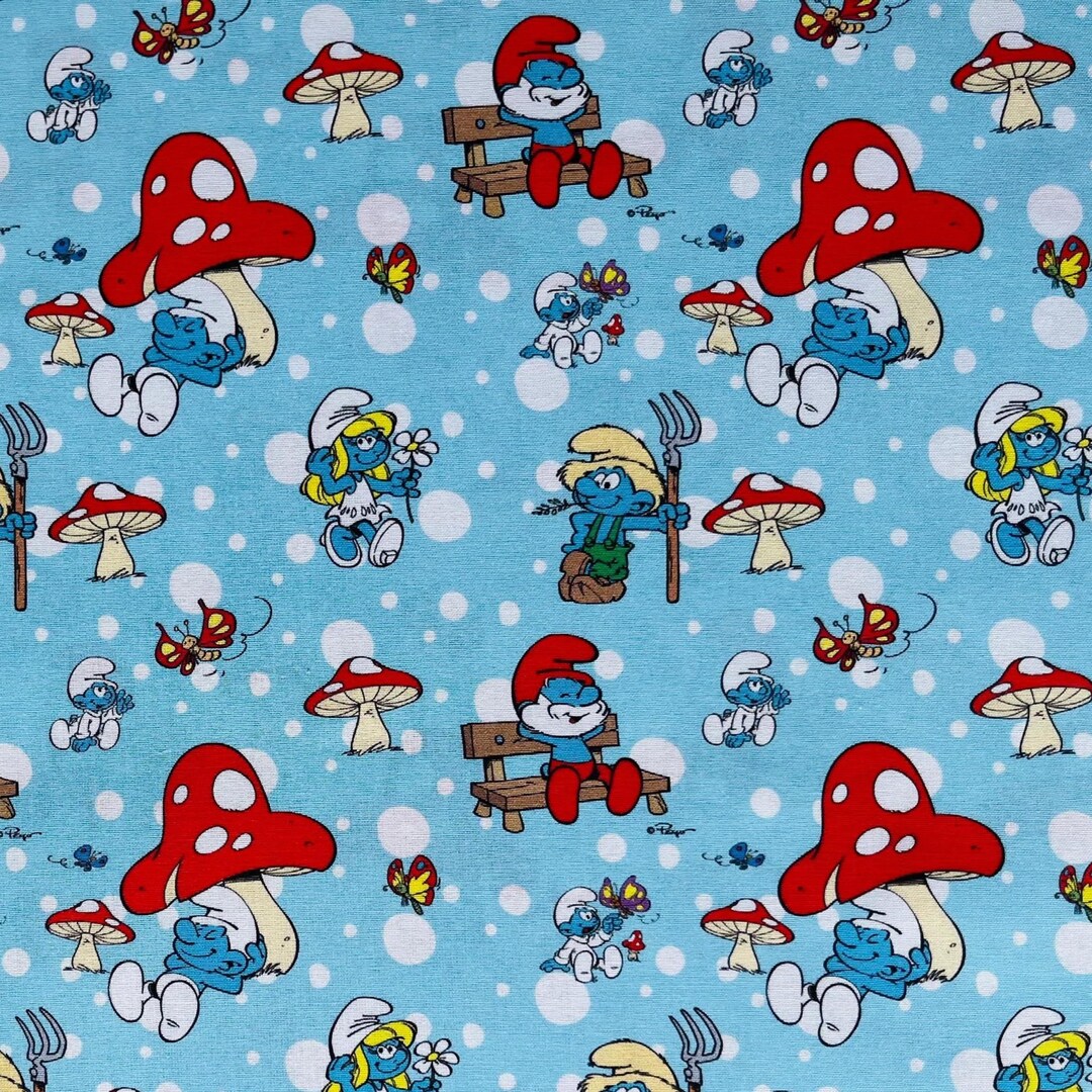 The Smurfs Cartoon Fabric, 100% Cotton, Sold by the Half Metre - Etsy