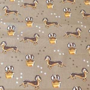Dachshund Dog Fabric, Sausage Dog , Teckel, 100% Cotton, Sold by the ...
