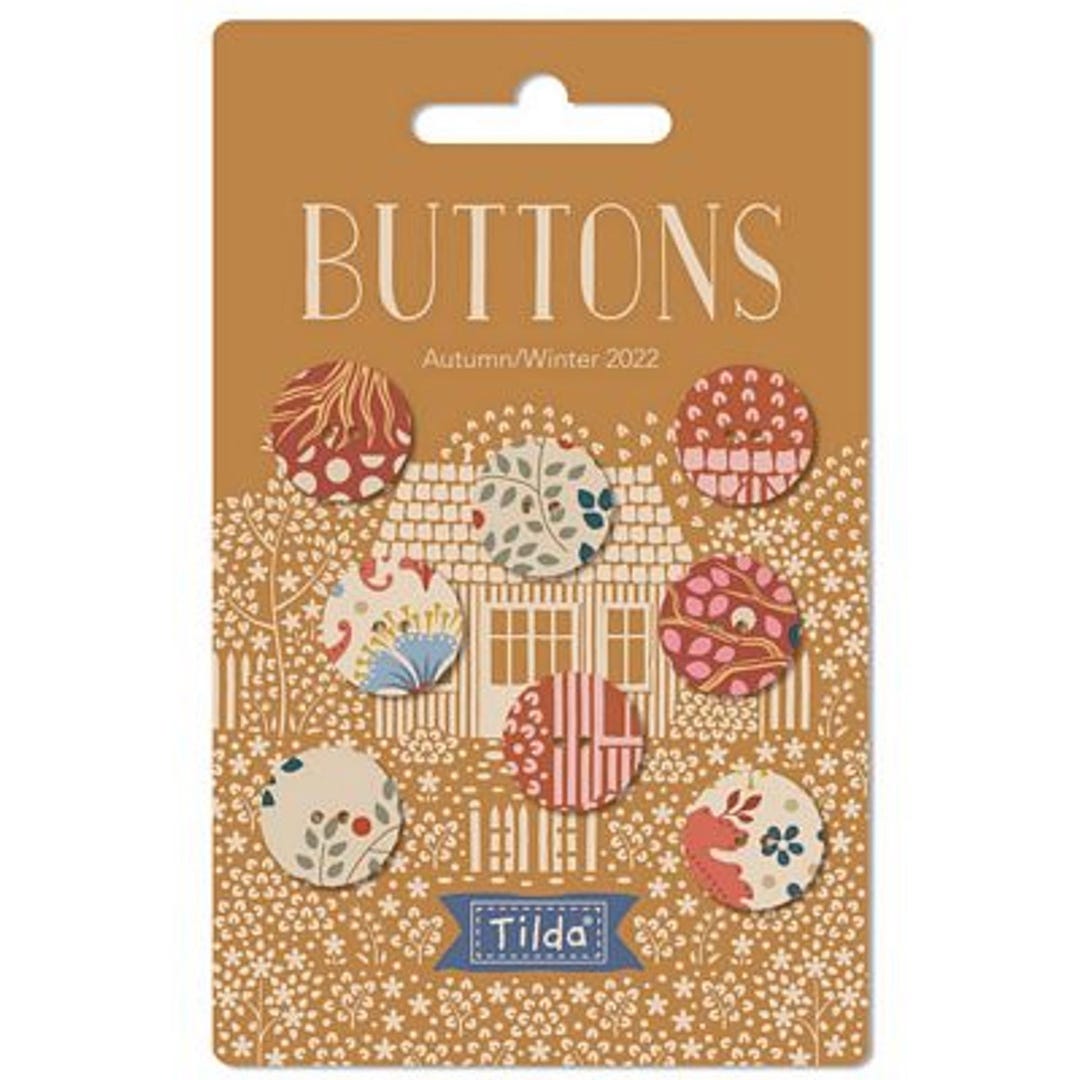 Tilda Hometown Rust Fabric Covered 16mm Buttons, Set of 8 - Etsy