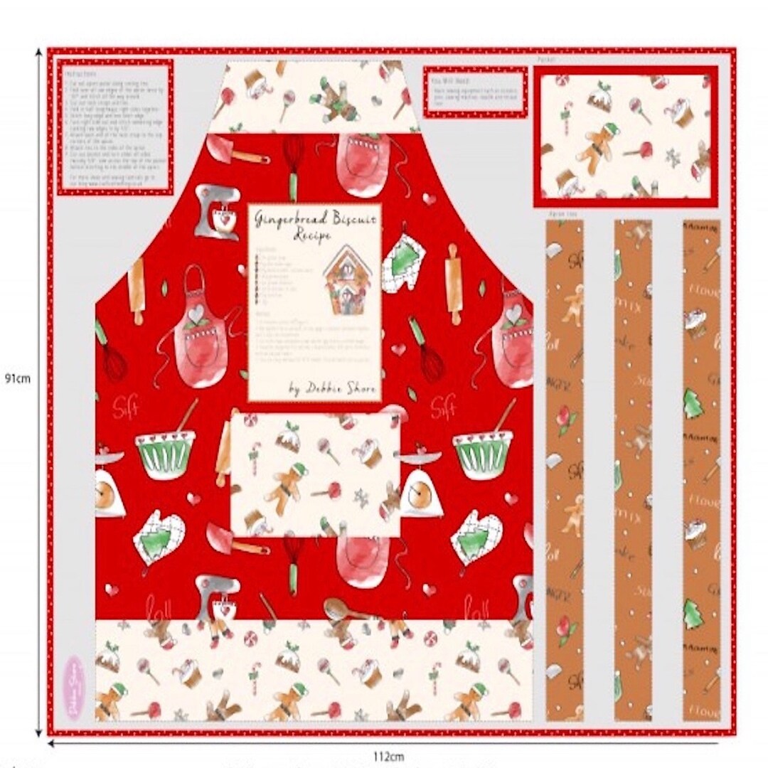 Gingerbread Biscuits Apron Panel Recipe, Sew Your Own - Etsy