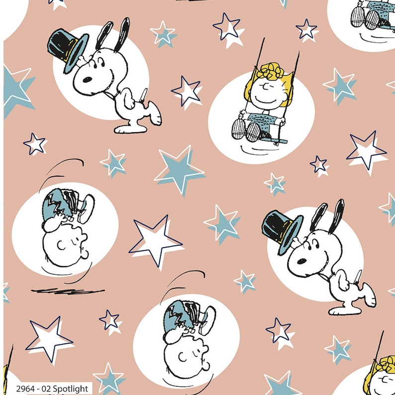 Snoopy Circus Fabric, Snoopy Spotlight, 100% Cotton Fabric by the Half ...