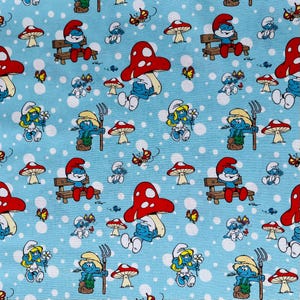 The Smurfs Cartoon Fabric, 100% Cotton, Sold by the Half Metre - Etsy