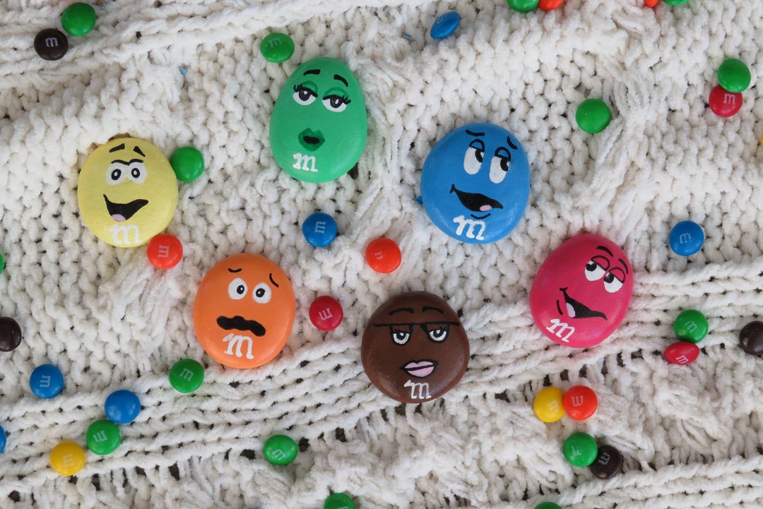M&m Painted Rocks/1 Inch Painted Rocks/set of 6 - Etsy