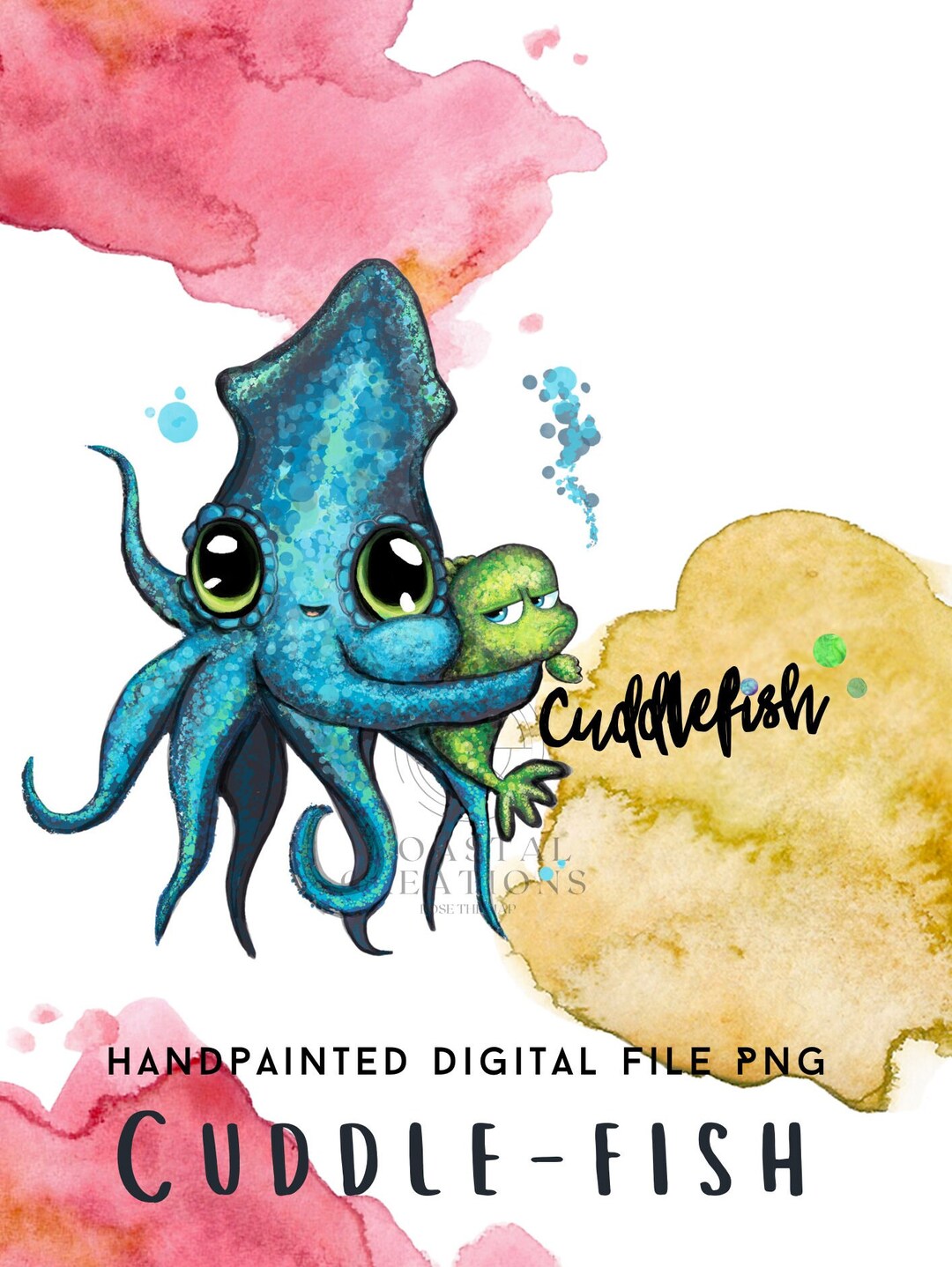 Squid Png, Cuttlefish Digital Download. Valentines Digital File, Ocean File, Cute Octopus ...