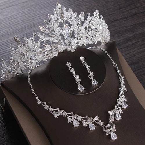 Bridal Tiara Set for Bride Wedding Jewelry Necklace and | Etsy