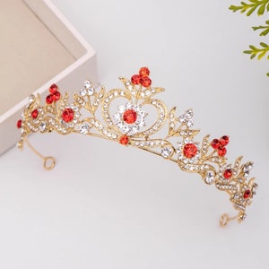 Red Crystal Bridal Rhinestone Tiara and Crown, Bridal Wedding Red Tiara ...