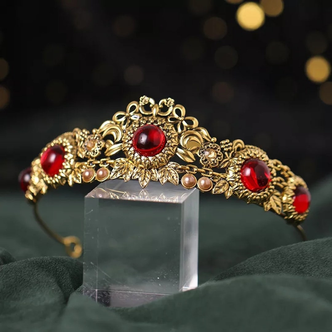 Vintage Bridal Wedding Tiara, Women Wedding Hair Crown, Red/green/white ...