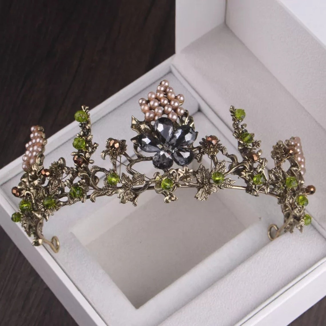 Vintage Green Bridal Wedding Crown Purple Flower Bridal | Etsy