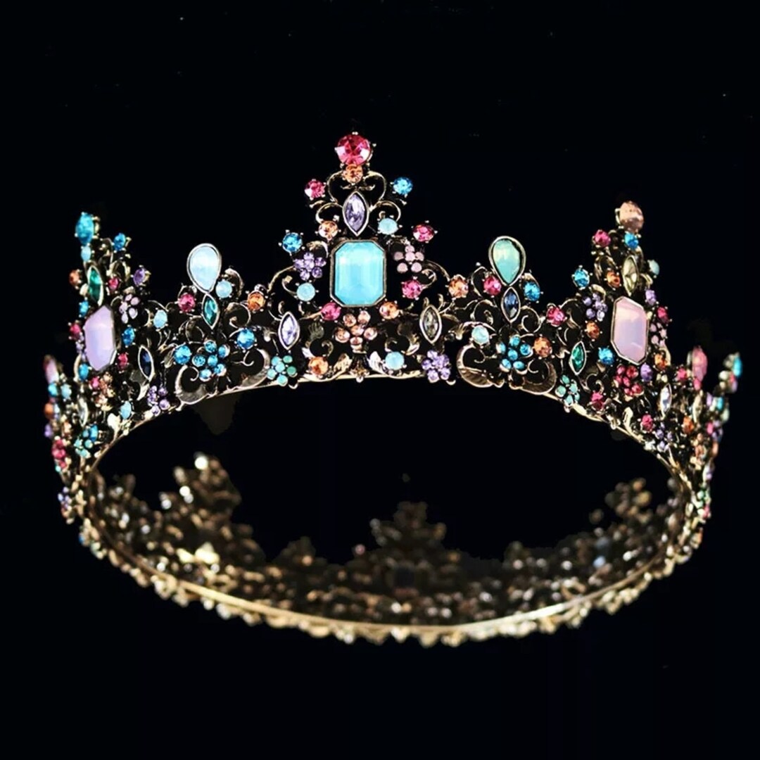 Vintage Queen Crown, Colorful Jelly Crystal Rhinestone Tiara, Women ...