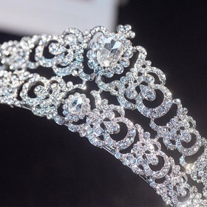 Bridal Silver Tiara & Crown, Wedding Crystal Women Tiara, Rhinestone ...