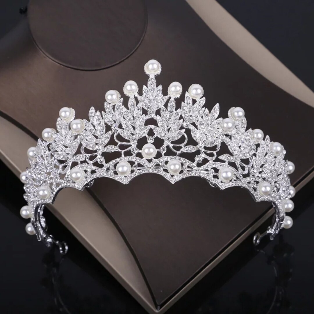 Diverse Silver Crystal Bride Tiara Queen Wedding Pearl Bridal - Etsy