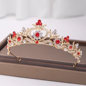 Red Crystal Bridal Rhinestone Tiara and Crown, Bridal Wedding Red Tiara ...
