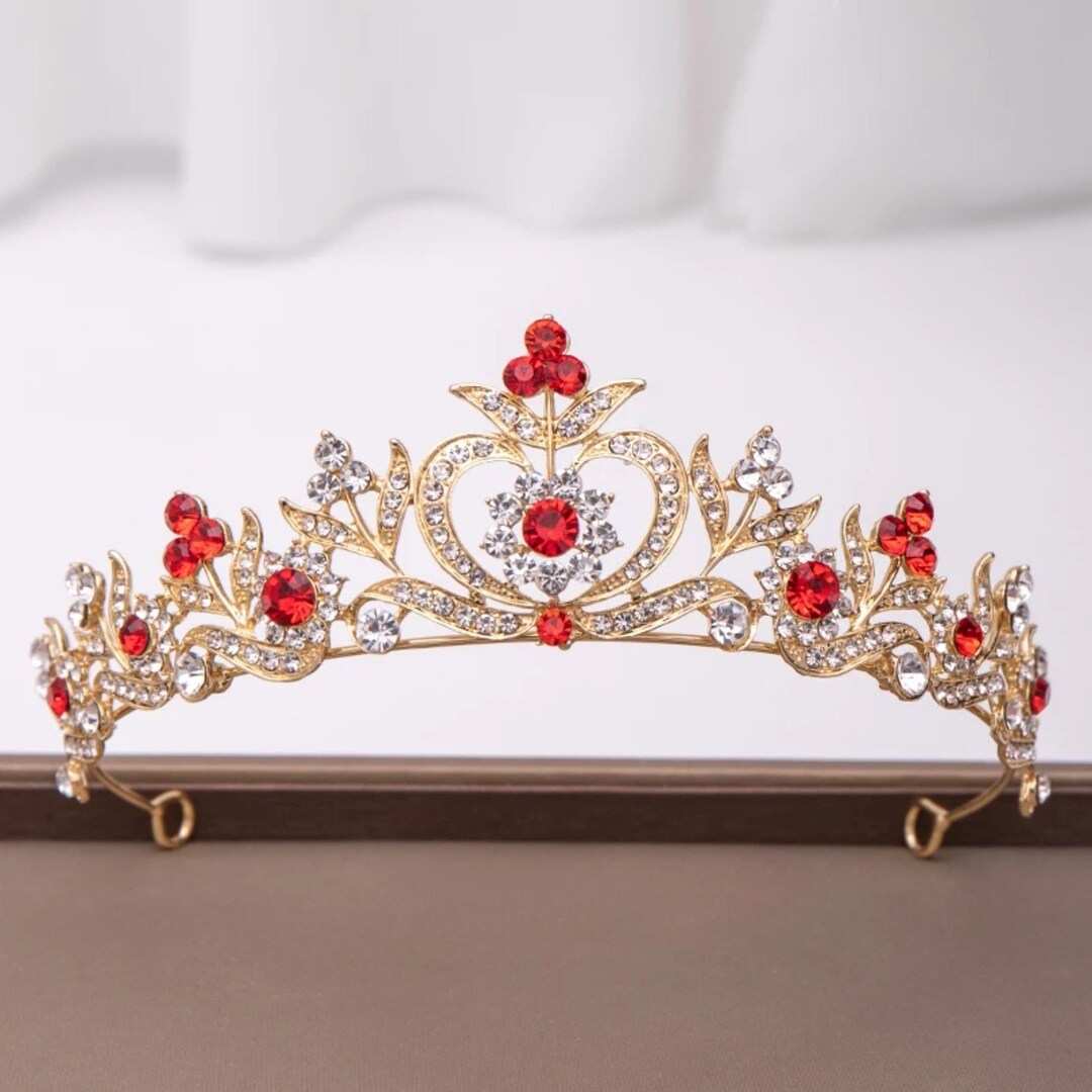 Red Crystal Bridal Rhinestone Tiara and Crown, Bridal Wedding Red Tiara ...